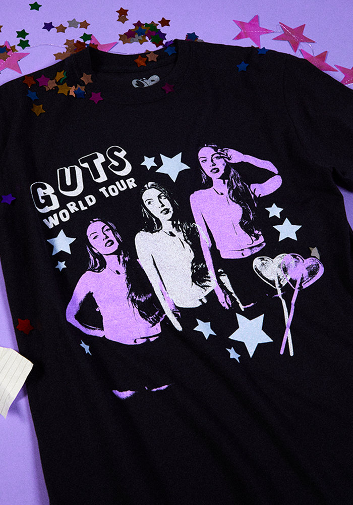 GUTS world tour lollypop dateback t-shirt in black – Olivia Rodrigo ...